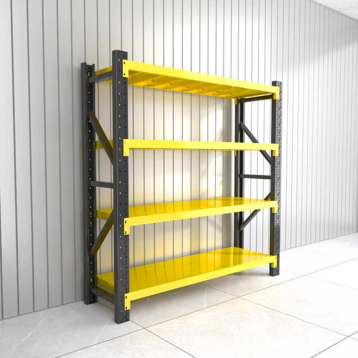 贺谦仓库货架多层置物架储物架库房超市家用阳台储物架落地重型展示架 黑黄色四层【主架】高180cm 长200*宽60cm【加厚冷轧钢】【图片 ...