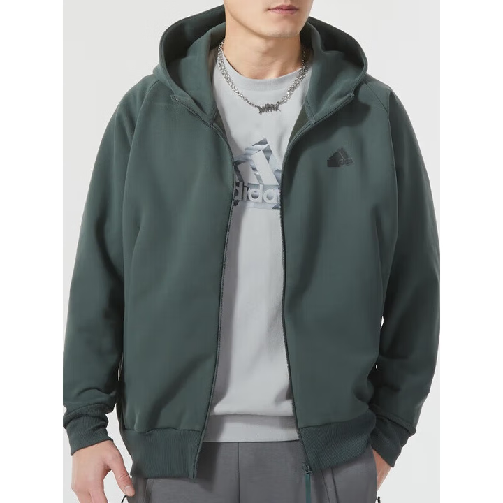 阿迪达斯（adidas）外套男装秋冬新款运动服针织连帽男士休闲上衣夹克IQ3422 IR5240绿色 2XL【图片 价格 品牌 报价】-京东