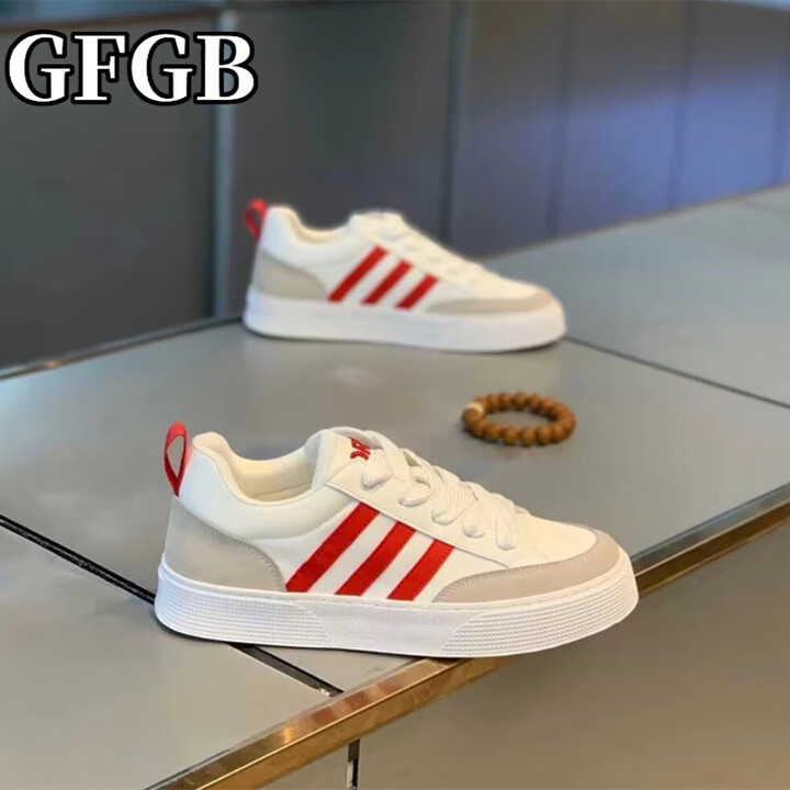 GFGB品牌轻奢板鞋男鞋2025秋冬季新款帆布鞋透气运动鞋休闲鞋子男 白红 【高端男鞋】 38 【皮鞋码】【图片 价格 品牌 报价】-京东