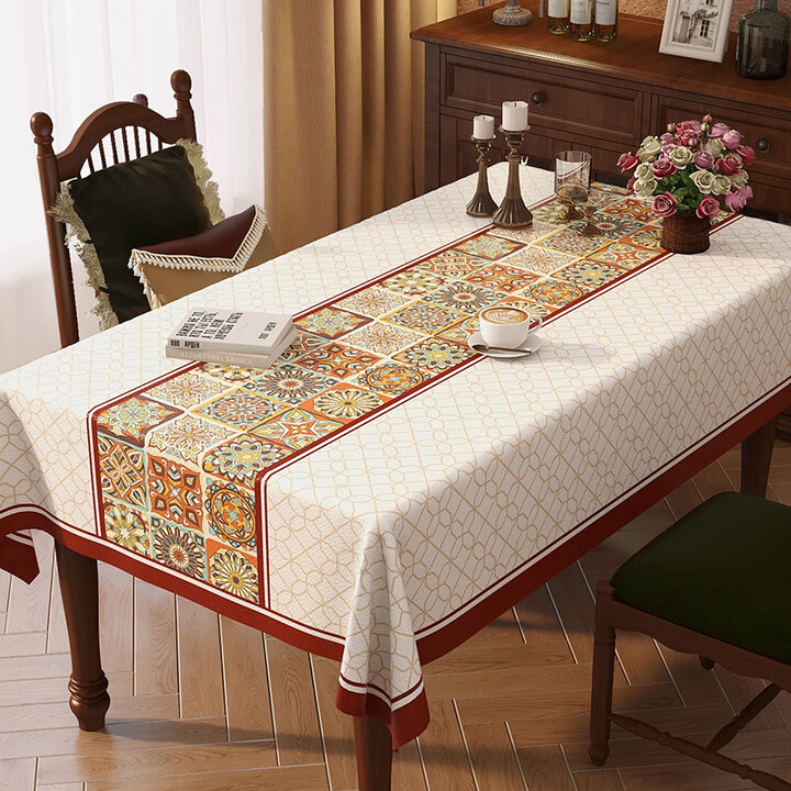 OEMG美式餐桌桌布免洗防油防水防烫长方形餐桌布感茶几台布保护垫 古奢落黎 60*120CM【图片 价格 品牌 报价】-京东