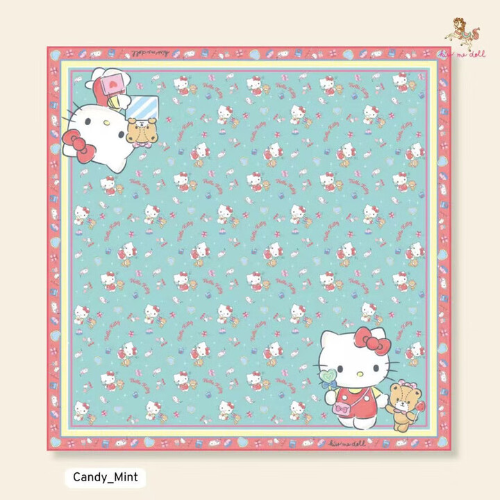【含kt布袋子】泰国kiss me doll丝巾围巾hello kitty 50周年款 绿色棒棒糖 款式6【图片 价格 品牌 报价】-京东