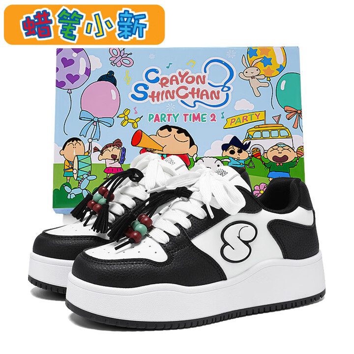蜡笔小新联名鞋子男原创小众面包板鞋秋冬新款串珠厚底情侣休闲鞋 经典黑白色 42【图片 价格 品牌 报价】-京东