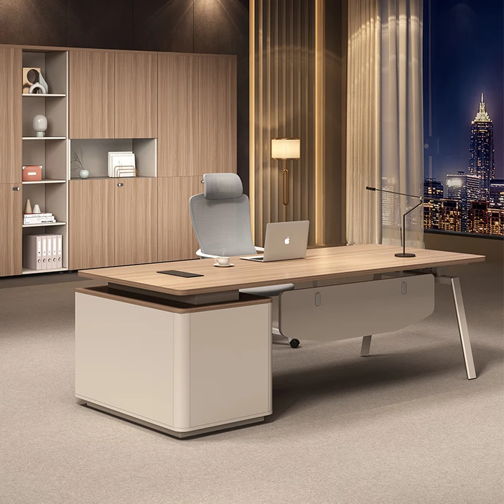 舒升老板办公桌椅组合简约现代单人桌办公室家具桌大班台主管经理桌子 【E0级实木多层板】1.6米老板（短柜款）【图片 价格 品牌 报价】-京东