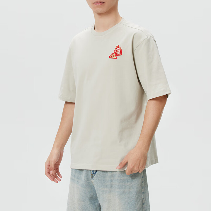 阿迪达斯（adidas）男运动套装马年新年款 纯棉健身训练服本命年潮流时尚休闲衣裤 KQ5100灰白色短袖T恤 S【图片 价格 品牌 报价】-京东
