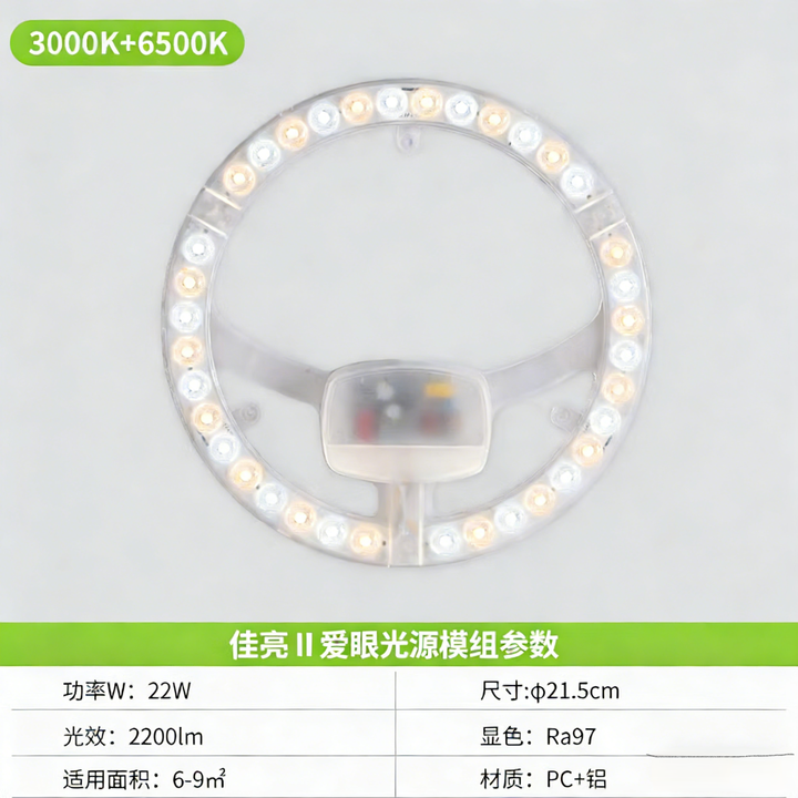 【三雄极光佳亮】三雄极光 LED吸顶灯改造灯盘节能灯泡替换灯条贴片 照明灯具变光模组 佳亮 22W 3000K+6500K 圆形双排 RA97 ...