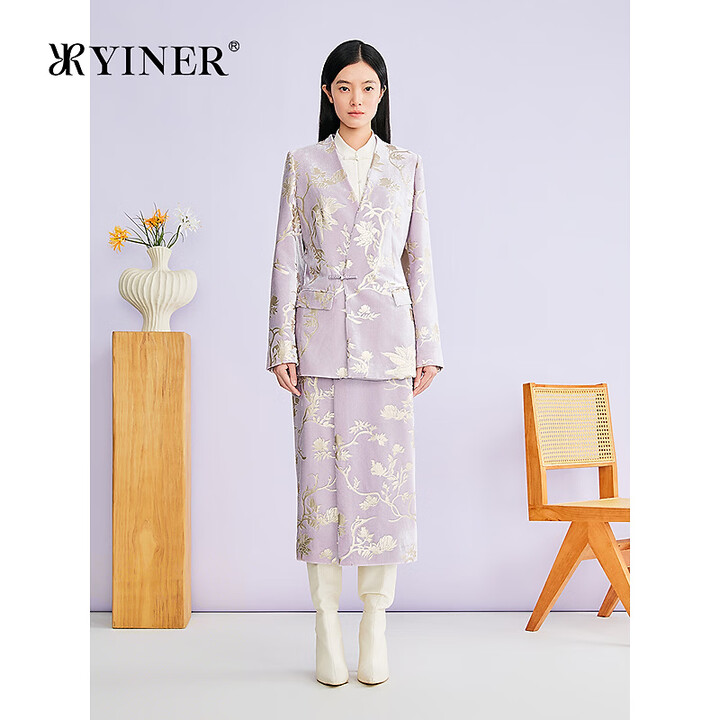 音儿（YINER）【新中式】YINER音儿2026春季新款优雅奢感丝绒盘扣收腰V领外套 烟灰紫 S【图片 价格 品牌 报价】-京东