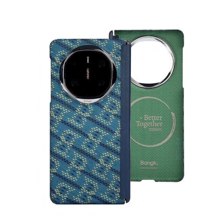 BANGK【超值抢购】苹果iphone16promax手机壳超薄凯夫拉16pro磁吸保护套15promax外壳芳纶纤维保护壳 老花-蓝色-华为 ...