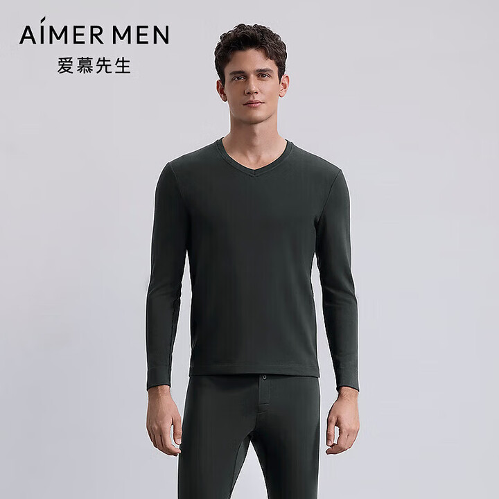 【爱慕先生（AIMER MEN）爱慕保暖内衣NS72M951】爱慕先生保暖内衣男含山羊绒暖衣V领长袖上衣打底秋衣NS72M951【行情 报价 ...
