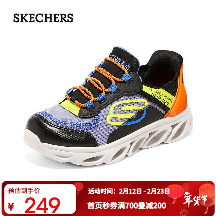 斯凯奇（Skechers）闪穿鞋Slip ins秋冬童鞋男中大童一脚蹬儿童休闲运动鞋403840L 蓝色/多彩色/BLMT 27.5码【图片 ...
