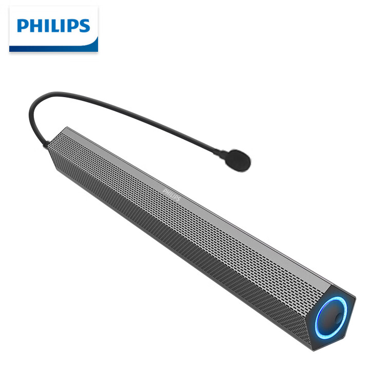 【飞利浦SPA520S】飞利浦（PHILIPS）SPA520S 电脑音响台式带麦克风可语音 家用桌面长条有线蓝牙游戏音箱 双USB拓展【行情 ...