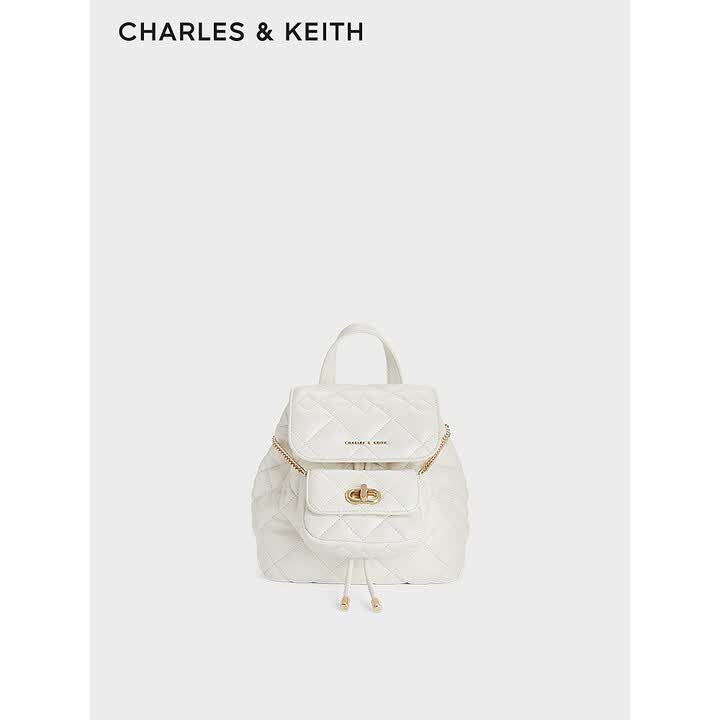 CHARLES&KEITH菱格大容量柔软多用背包书包双肩包包女包生日礼物CK2-60151400 Cream奶白色 S【图片 价格 品牌 报价】-京东