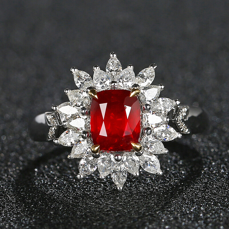 GRS证书莫桑比克无烧鸽血红1.59ct天然红宝石戒指18K金镶嵌钻石－京东珍品拍卖
